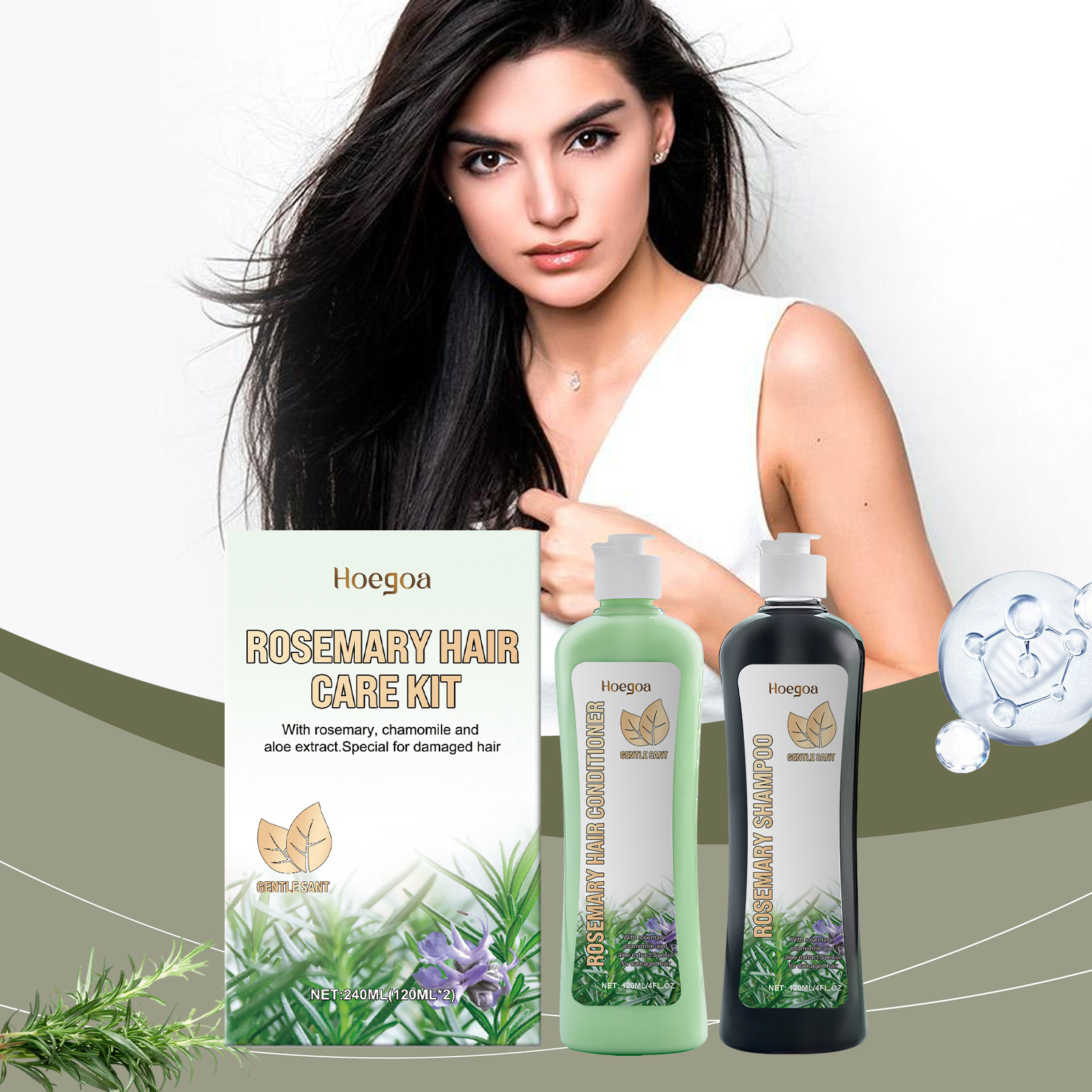 Hoegoa 迷迭香金鸡纳护发套装 滋养保湿头发自然光泽柔顺洗护套装-HG-A03-0605-01-西之月全球货盘网