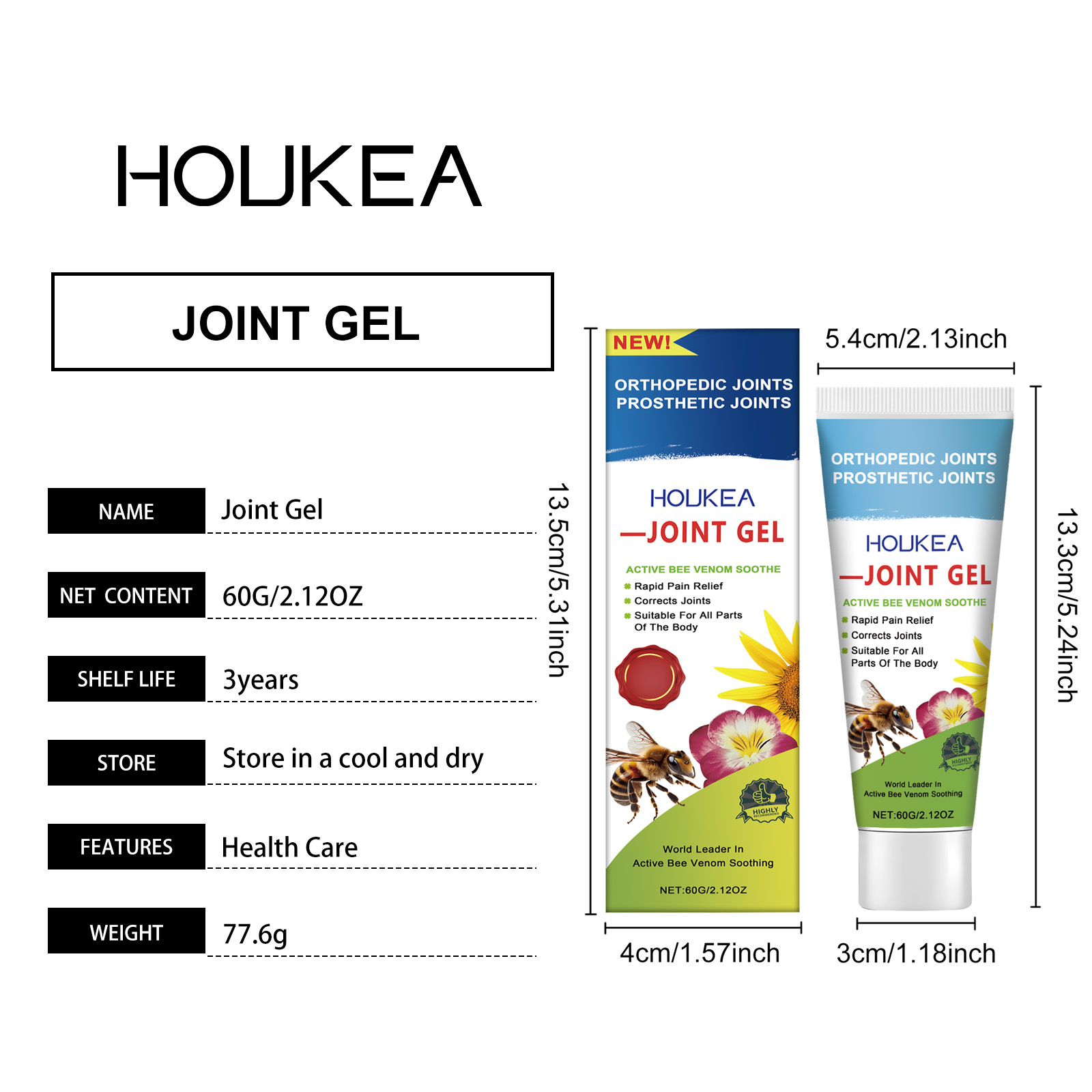 Houkea 蜂毒关节护理霜 身体关节按摩温和滋润膝盖手腕养护关节霜-HK-B07-0032-01-西之月全球货盘网