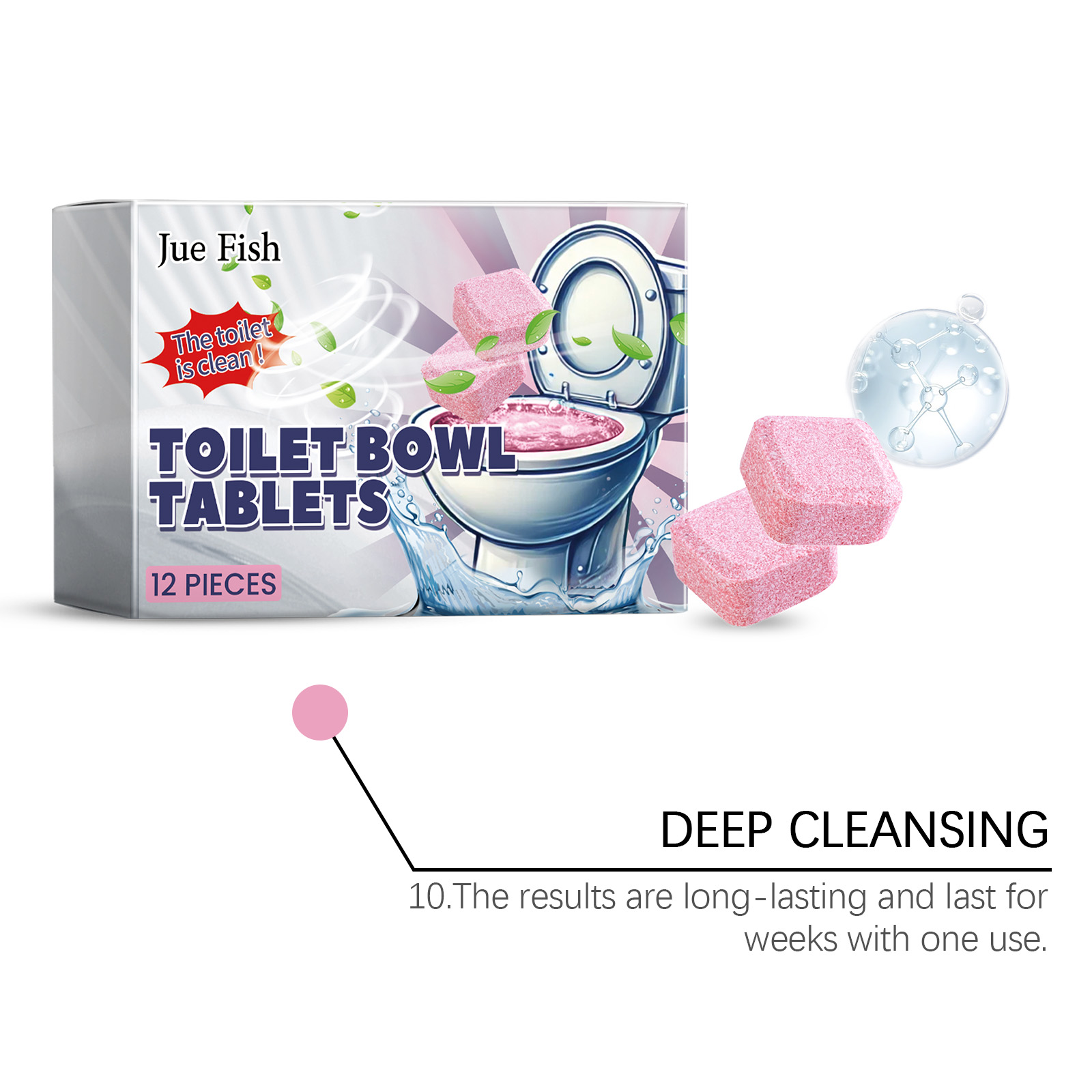 Jue Fish Toilet Toilet Cleaning Effervescent Tablet, Quick Dissolving ...
