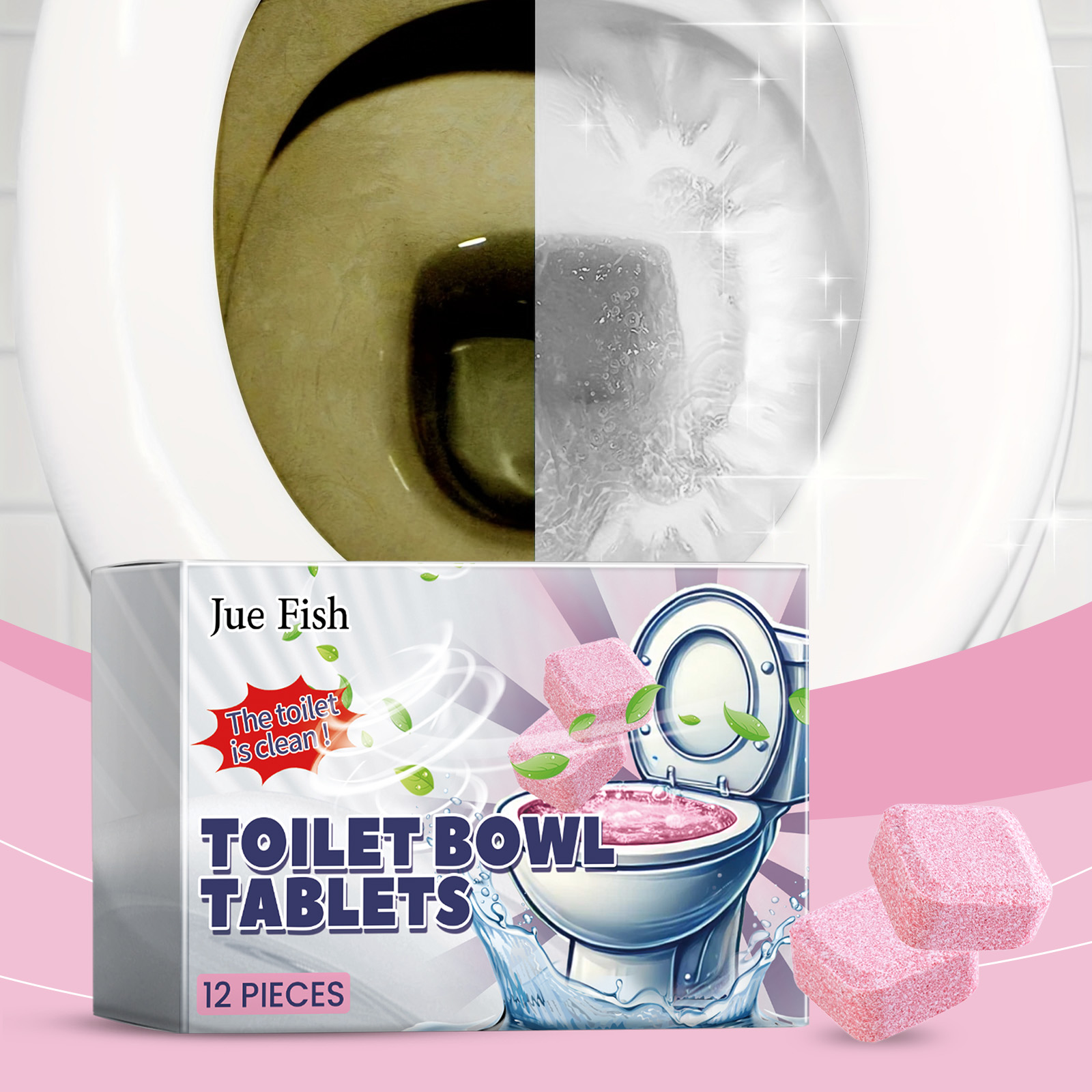 Jue Fish Toilet Toilet Cleaning Effervescent Tablet, Quick Dissolving ...