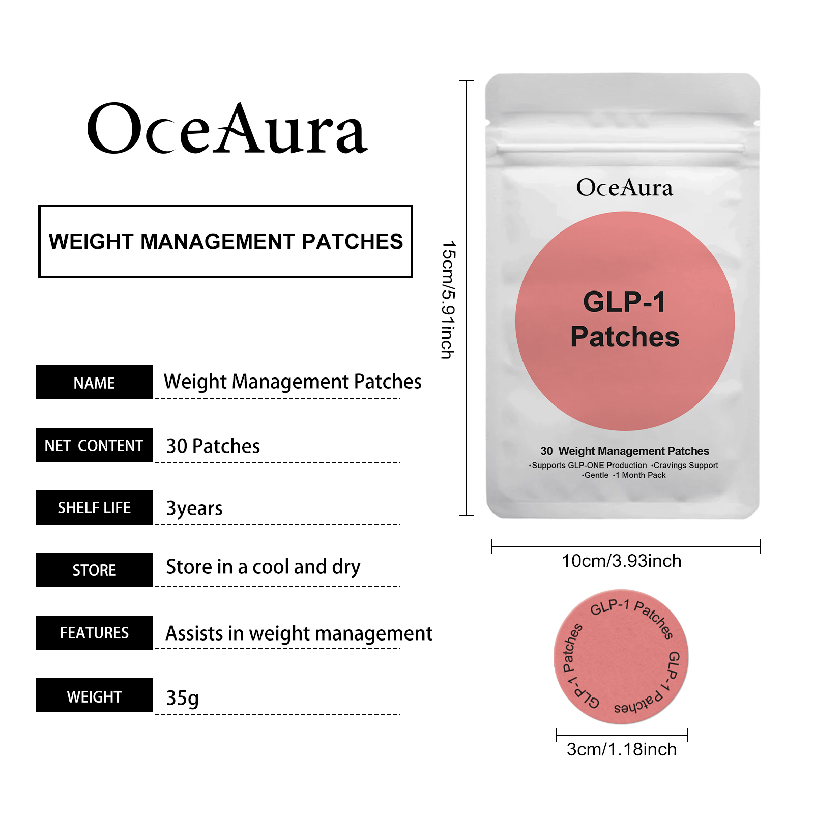 OceAura 身体护理贴片 温和舒适紧致肌肤管理身体轻盈感便捷易用-OC-B07-0014-02-西之月全球货盘网