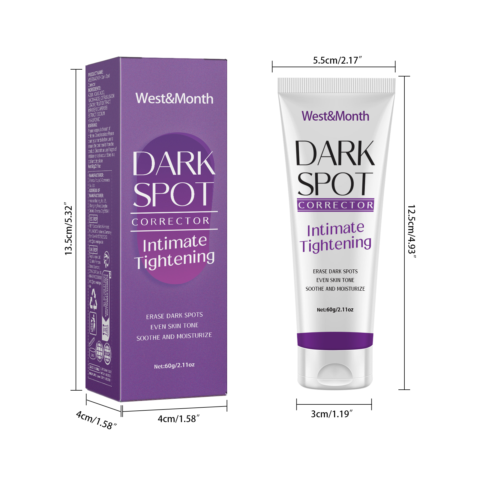 West&Month 身体保湿霜 淡化腋下关节手肘提亮肤色保湿滋润肌肤-WEA03-A045-60-VT1-西之月全球货盘网