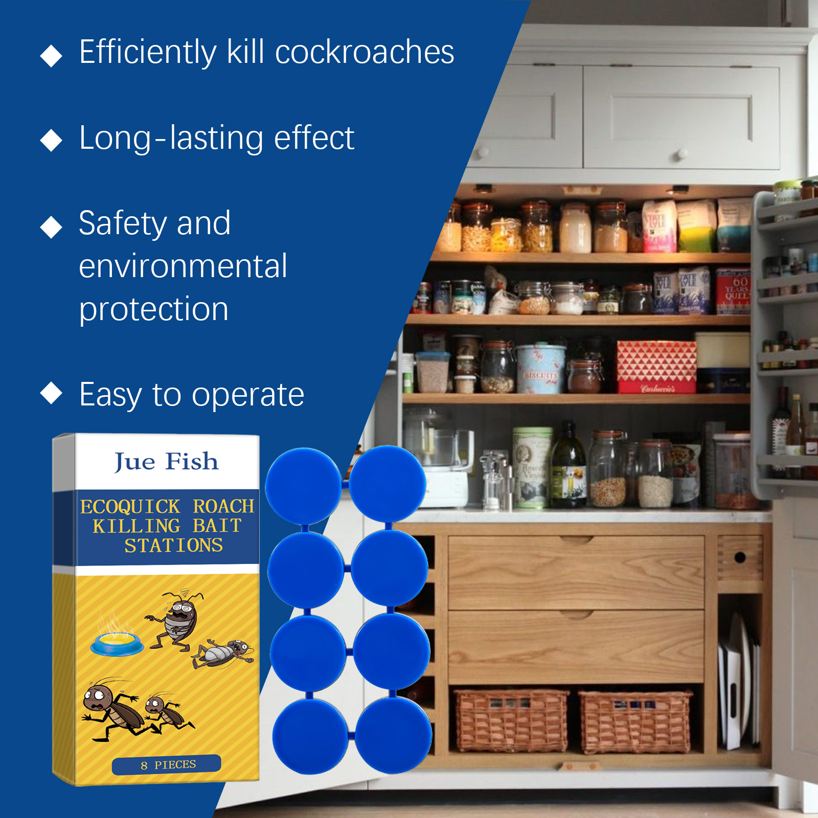 Jue Fish 蟑螂诱饵贴 家用蟑螂药膏诱饵剂灭蟑驱蟑厨房宿舍蟑螂贴-JUC06-A002-8-YE1-西之月全球货盘网